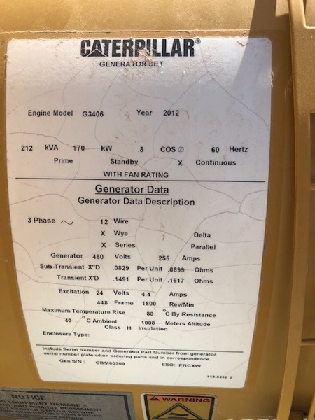Caterpillar G3406 SITA Gen Package